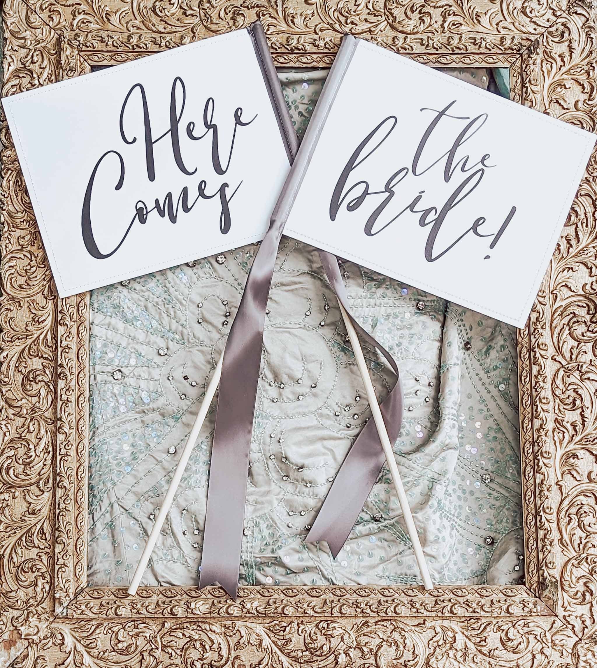 Home Décor Bride and groom props wedding Here Comes the Bride sign Just ...