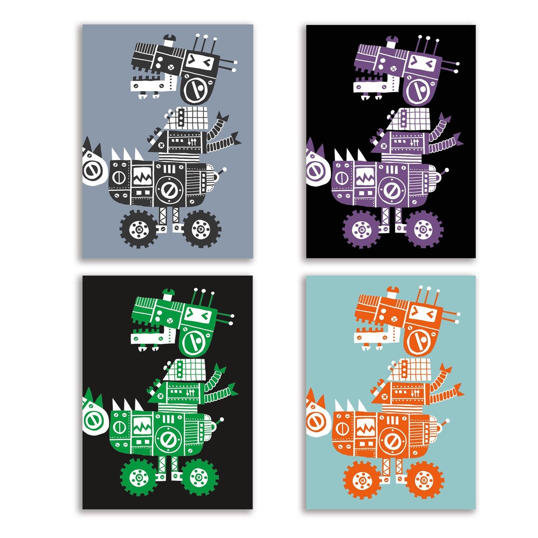 Robo Dino Greeting Cards - 24 Dinosaur & Robot Notecards for Kids ...