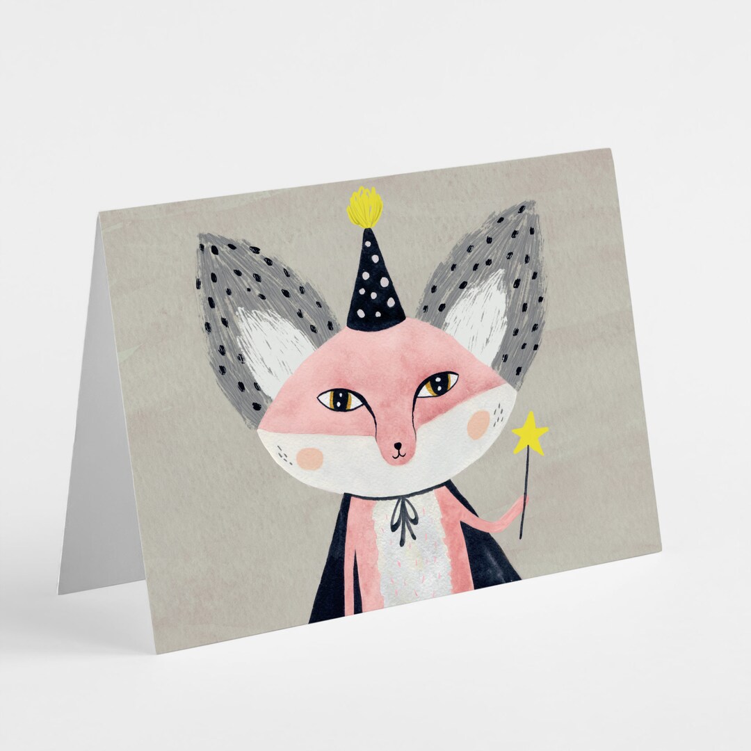Magical Fox Party Greeting Cards - Boxed Set of 24 Blank Notecards With ...
