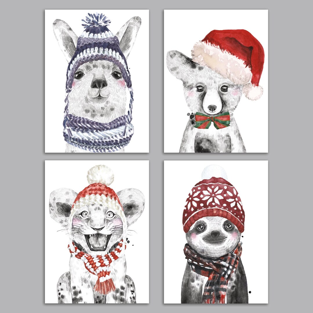 Cute Baby Animal Christmas Cards - 24 Cards + Envelopes for Children ...