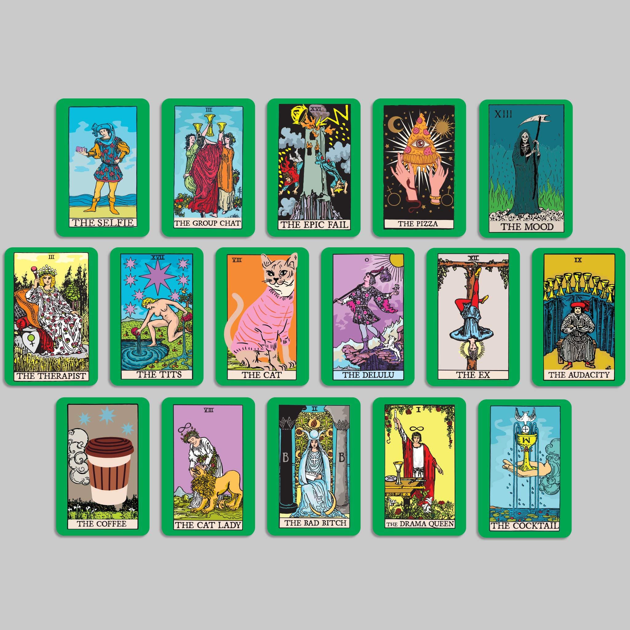 Cheeky Tarot-inspired Deck | Sassy and Quirky Oracle 16-card Colorful ...