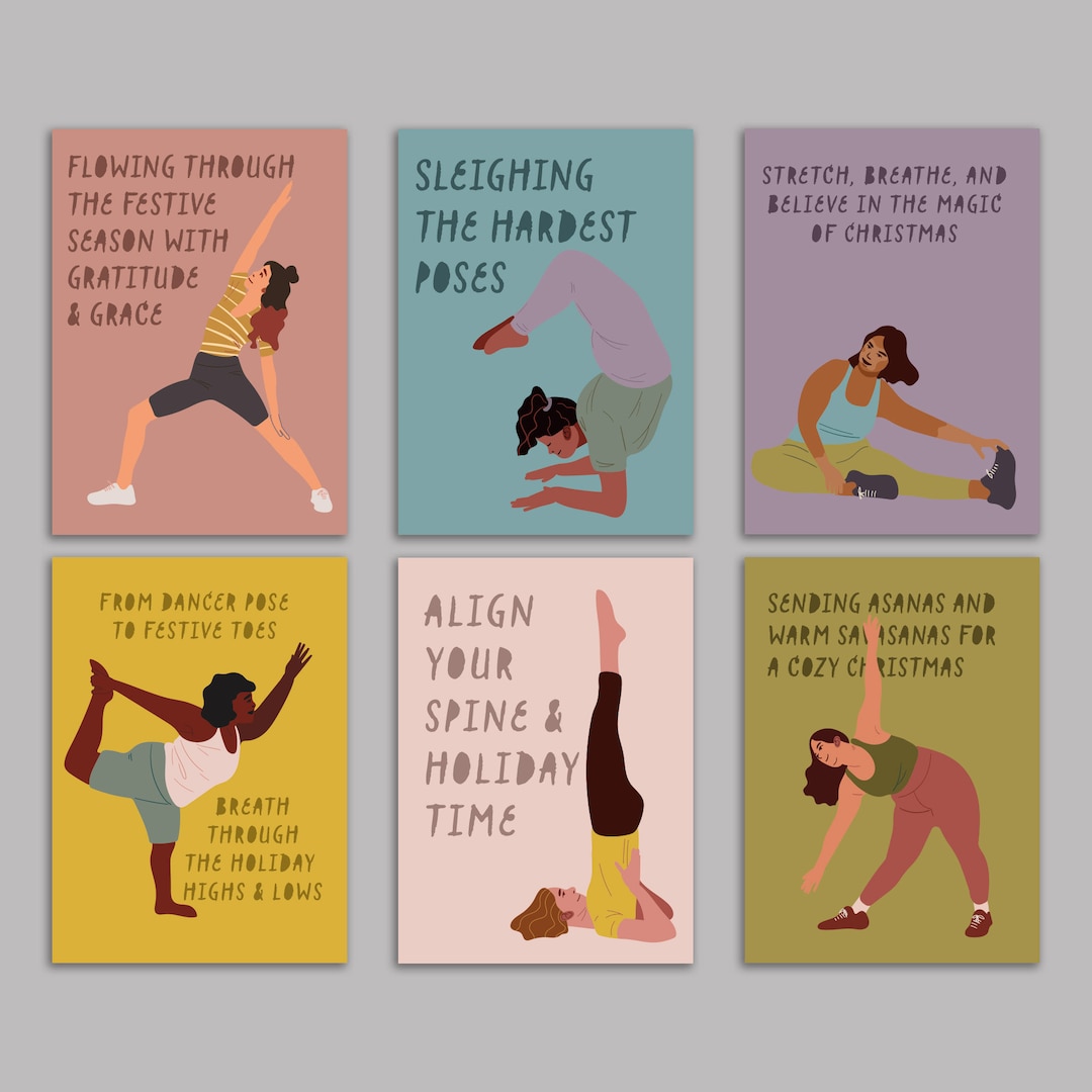 24 Yuletide Yoga Christmas Cards + Envelopes | Celebrating Diverse ...