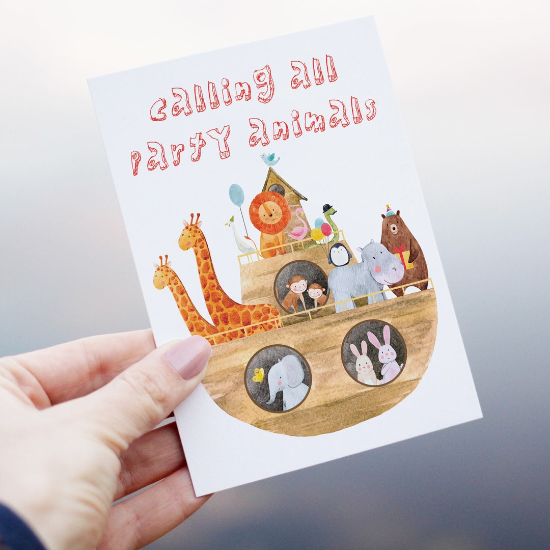 Noah’s Ark Party Invitations - Christian Animal-themed Postcard Boxed ...