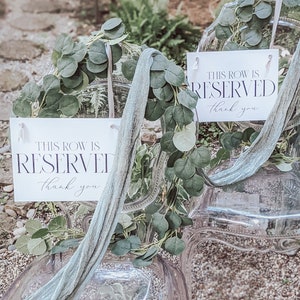 2 Reserved Signs for Wedding Chairs or Church Pews this Row is Reserved ...