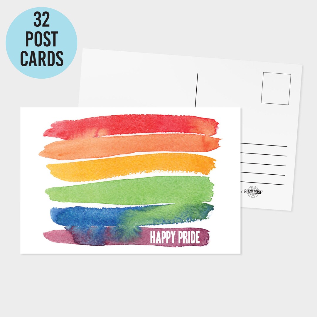32 Happy Pride Postcards Rainbow Watercolor LGBT Cards June - Etsy
