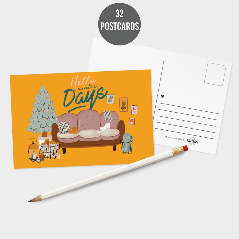 32 Retro Winter Postcards Vintage Inspired Holiday Post Cards - Etsy