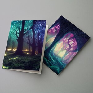 24-pack Enchanted Forest Cards, Mystical Trees Nightscapes, Magical ...