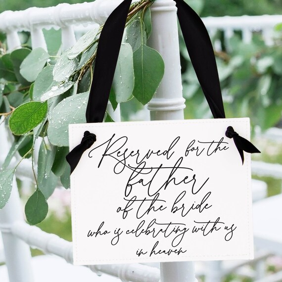 Father of the Bride Memorial Sign for Wedding Chair Banner | Etsy