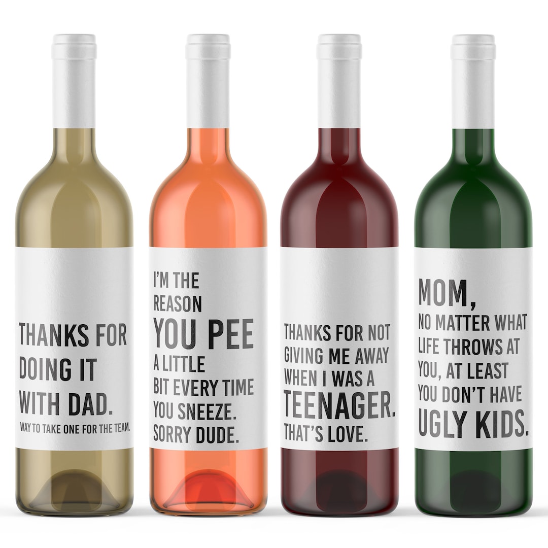 4 Funny Wine Bottle Labels for Mom Gift Creative - Etsy