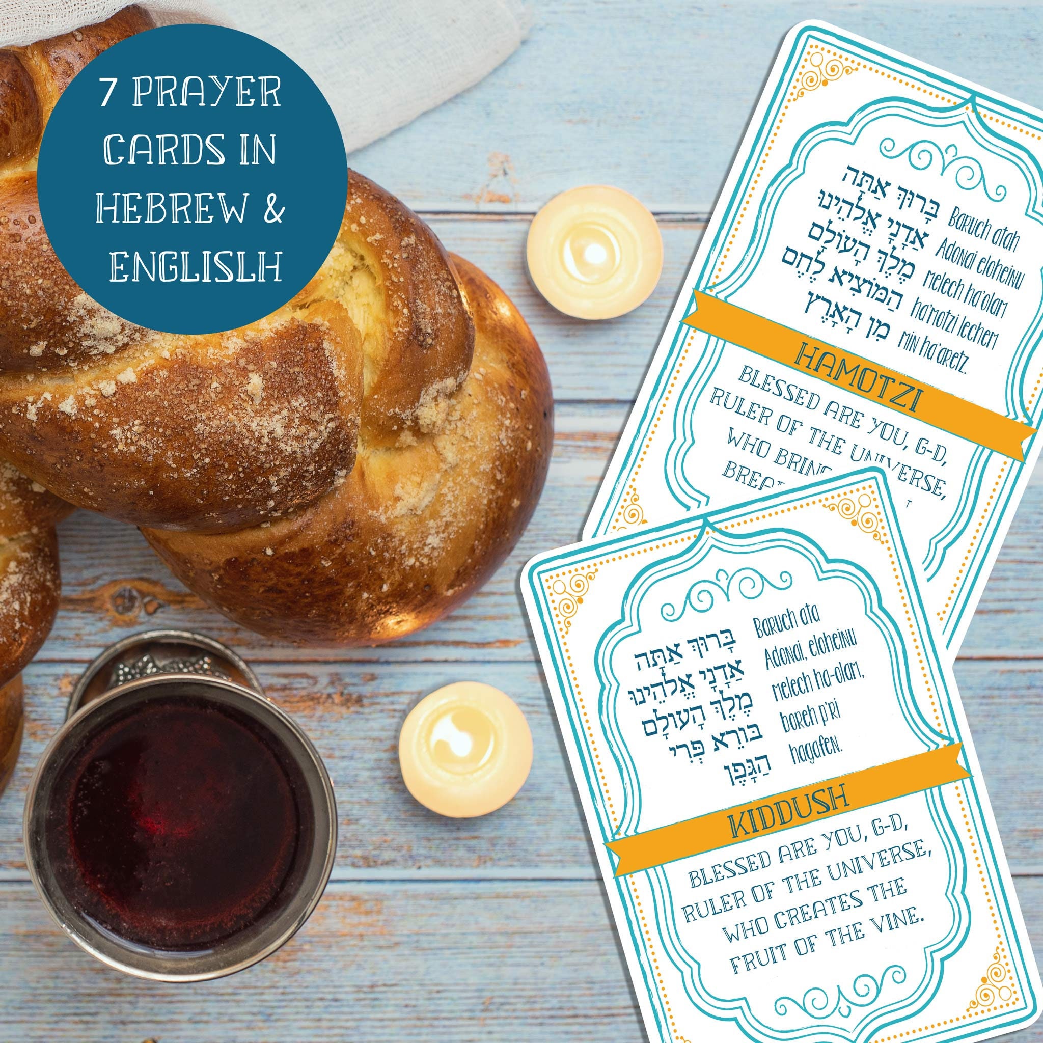 Jewish Prayer Cards Hebrew Blessings Translated Transliterated | Etsy