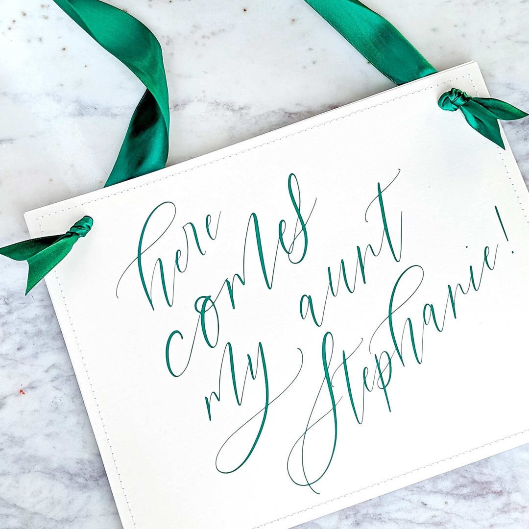Personalized Script Here Comes My Aunt Banner for Ring Bearer - Etsy