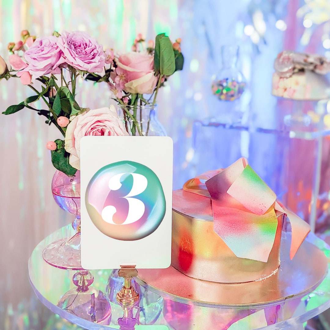 Double-sided Modern Droplet Design Table Numbers - 4x6 Pretty Pastel ...