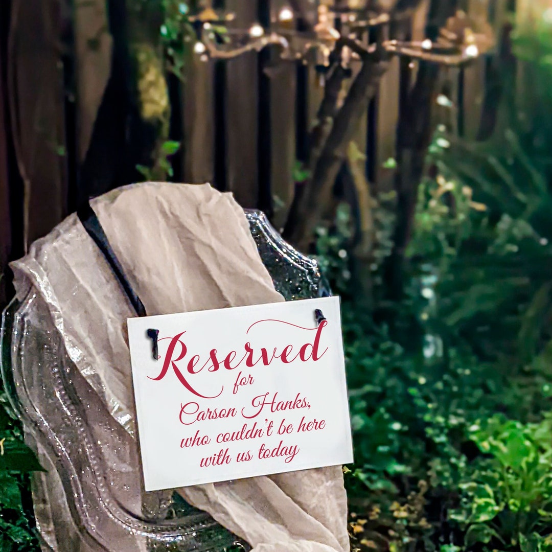 Custom Reserved Wedding Sign for Those Unable to Attend, Personalized ...