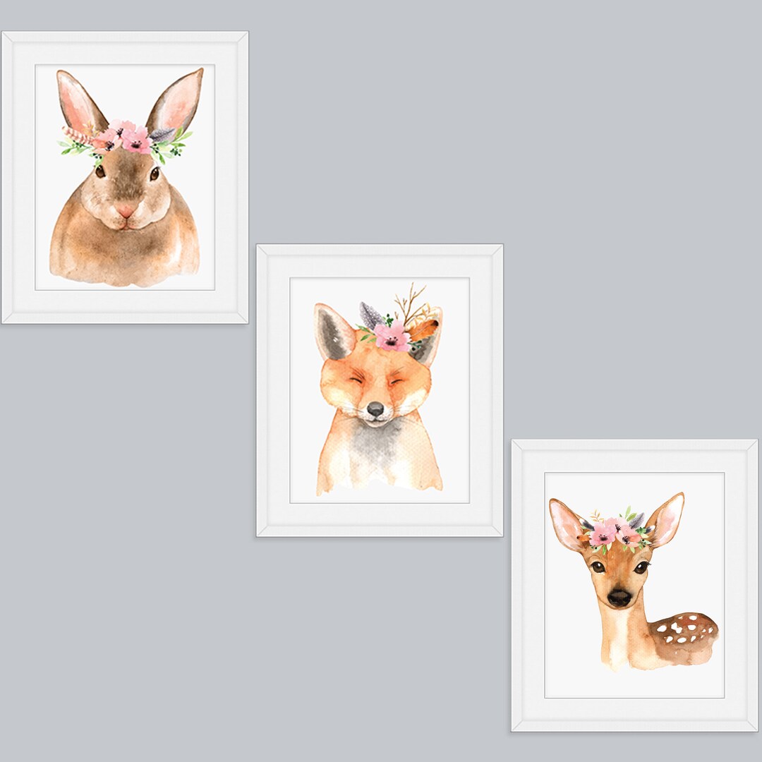 Set of Three 8x10 Nursery Art Whimsical Animal Theme - Etsy