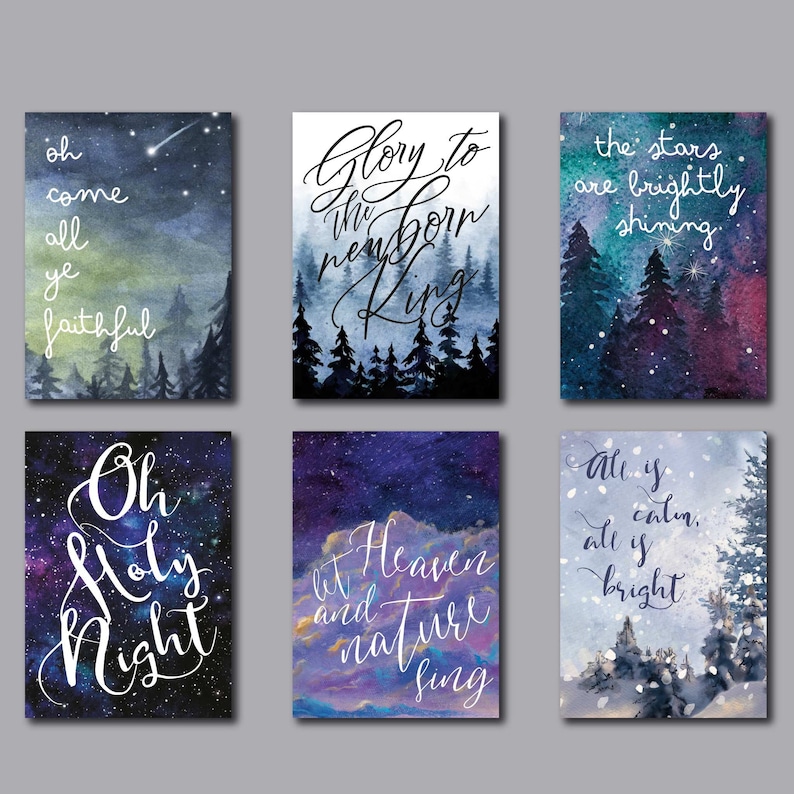 24 Modern Watercolor Religious Christmas Cards Envelopes - Etsy