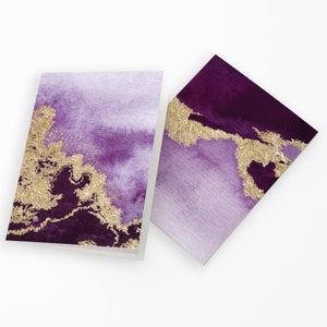 24-pack Purple and Gold Abstract Art Cards, Luxe Amethyst Watercolor ...