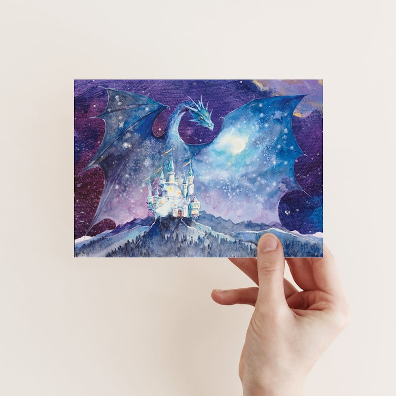 24 Epic Dragon Fantasy Greeting Cards in 6 Watercolor Prints With ...