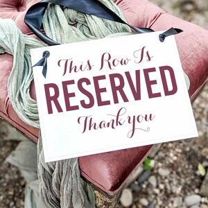 Reserved Row Sign This Row is Reserved Sign Reserved Chair Sign for ...