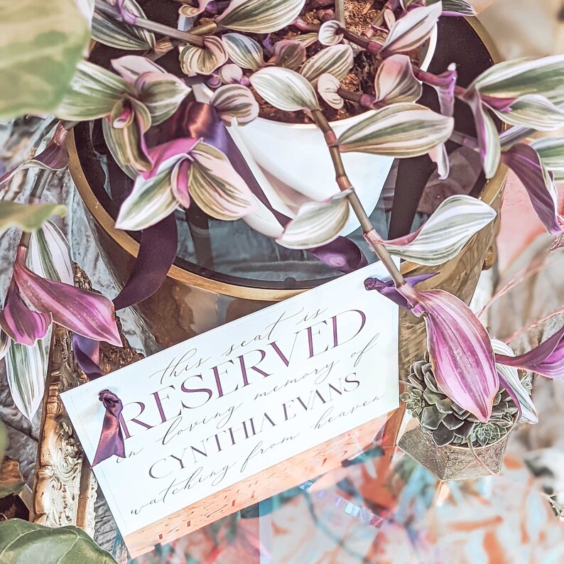 Elegant Memorial Wedding Seat Sign - 'reserved in Loving Memory' With ...
