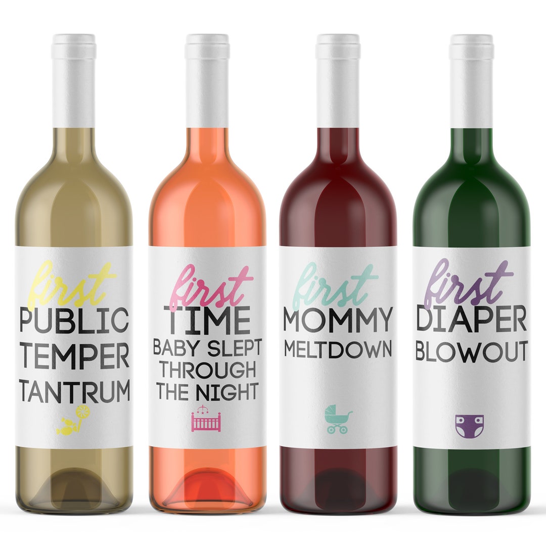 Baby Shower Gift | 8 Mommy Milestone Wine Bottle Labels | New Mom ...