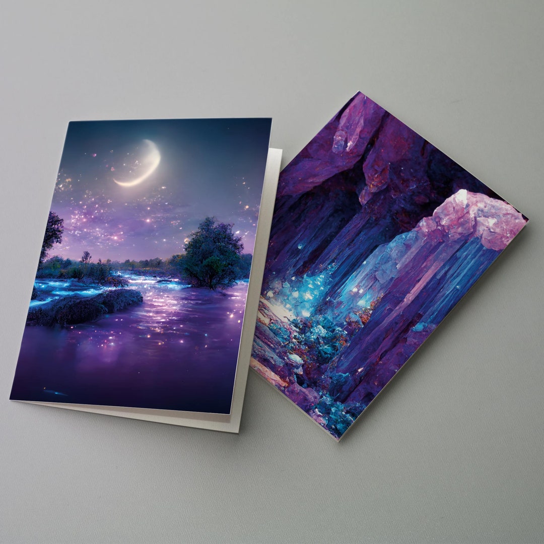 24 Mystical Moonset Scenes in 2 Colorful Spiritual Designs With ...