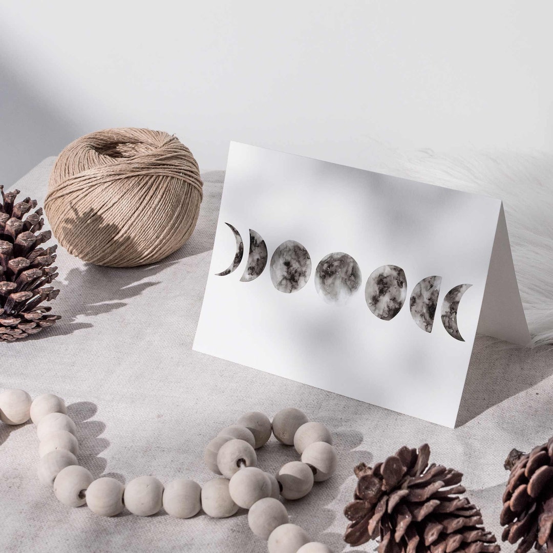 24-pack Moon Phases Blank Greeting Cards, Bohemian Celestial Design - Etsy