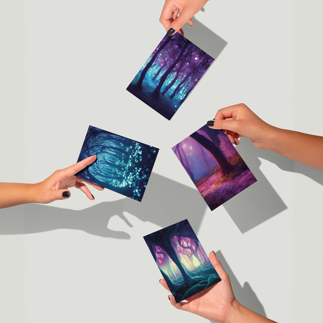 24-pack Enchanted Forest Cards, Mystical Trees Nightscapes, Magical ...