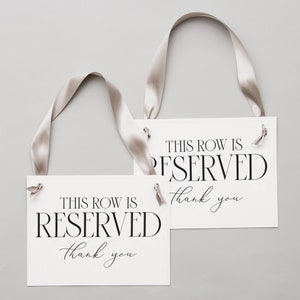 2 Reserved Signs for Wedding Chairs or Church Pews "this Row is ...
