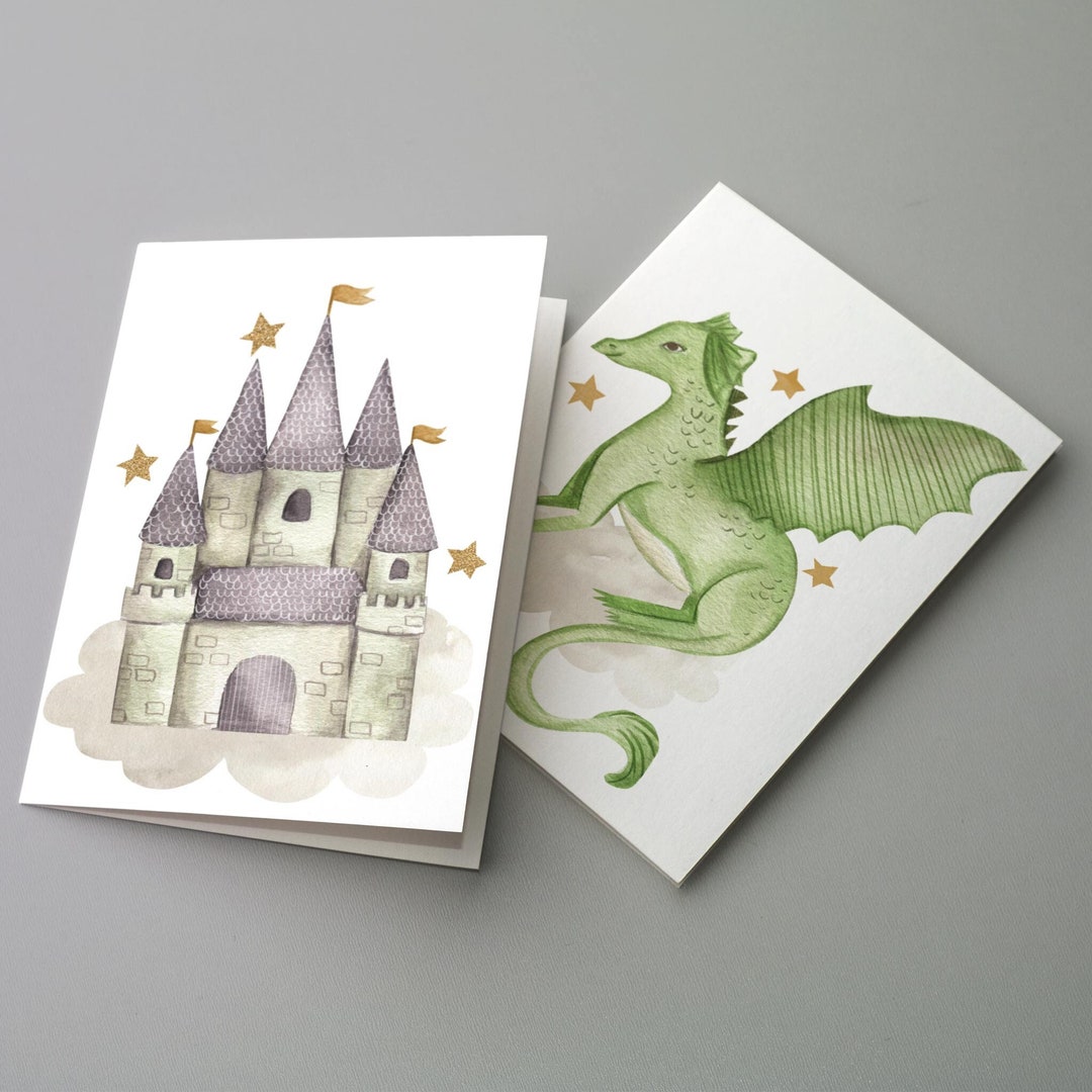 Set of 24 Dragon and Magical Castle Cards Whimsical Blank Notecards ...