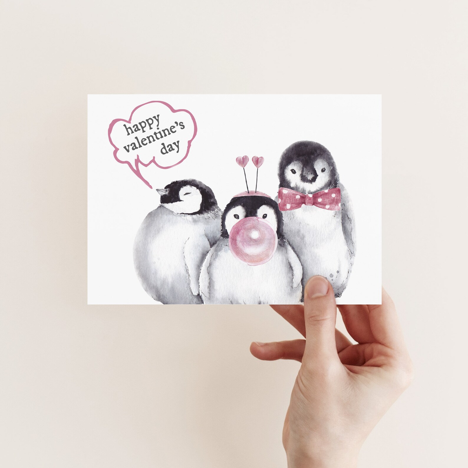 24 Cute Penguin Valentine's Day Cards + Envelopes | Pretty Pink Happy V ...