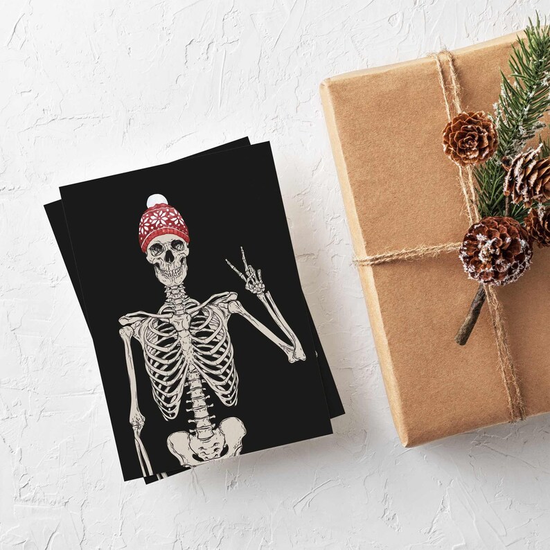 Skeleton Merry Christmas Cards 24 Holiday Cards Envelopes - Etsy