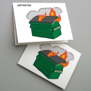 24 Hilarious Dumpster Fire Happy New Year Cards RR0 6405 - Etsy