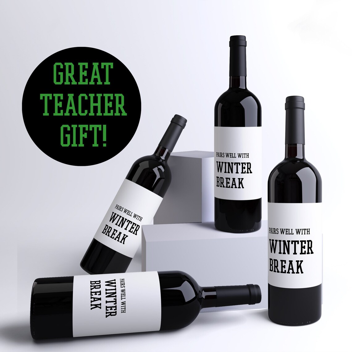 Funny Teacher Gift Wine Bottle Labels 4 Pack Christmas Present - Etsy