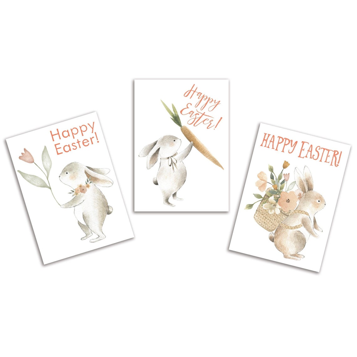 27 Mini Happy Easter Bunny Greeting Cards - Boxed Set of 24 Blank ...