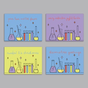 24 Scientist Christmas Cards in 4 Colorful Fun Laboratory Inspired ...
