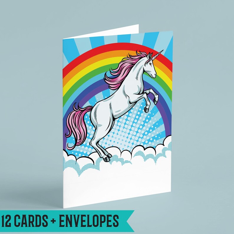24 Blank Rainbow Unicorn Cards PRIDE Thank You Greeting Cards + White ...