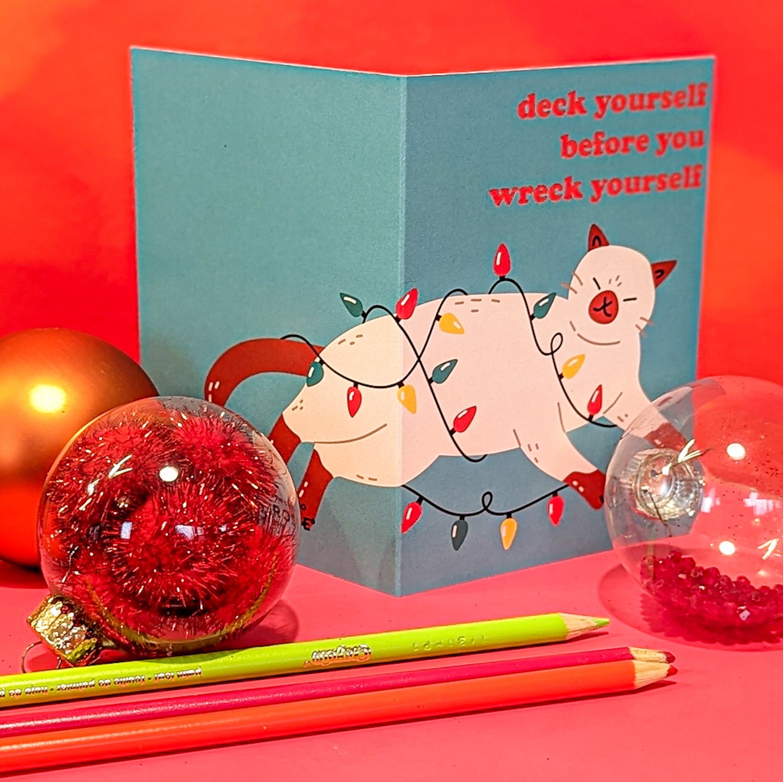 24 Funny Colorful Cat Christmas Cards in 12 Unique - Etsy