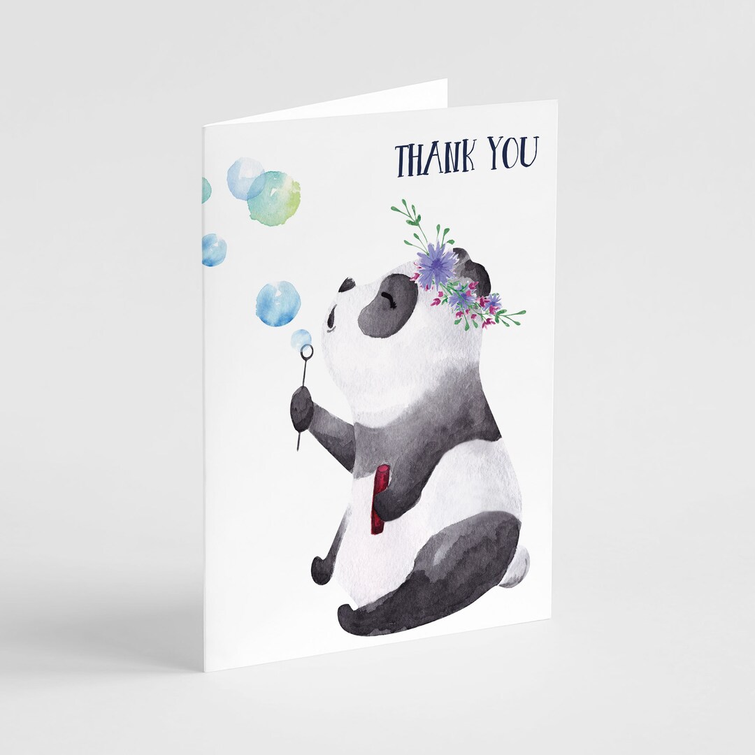 24 Baby Panda Thank You Cards Adorable Animal Appreciation Notes for ...
