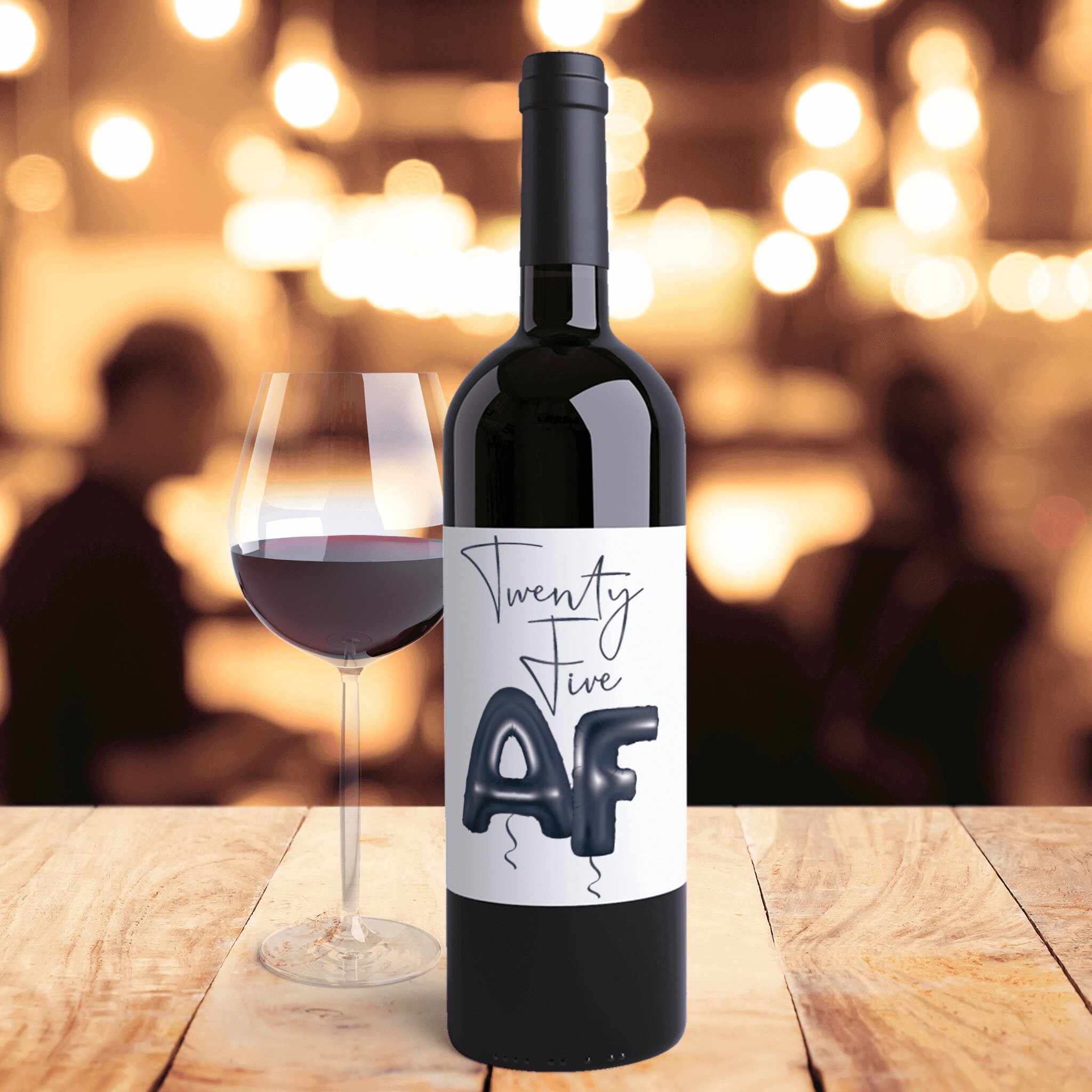 4 Pack 25th Birthday Party Wine Labels Black Balloon Wine | Etsy