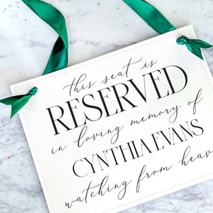 Elegant Memorial Wedding Seat Sign - 'reserved in Loving Memory' With ...