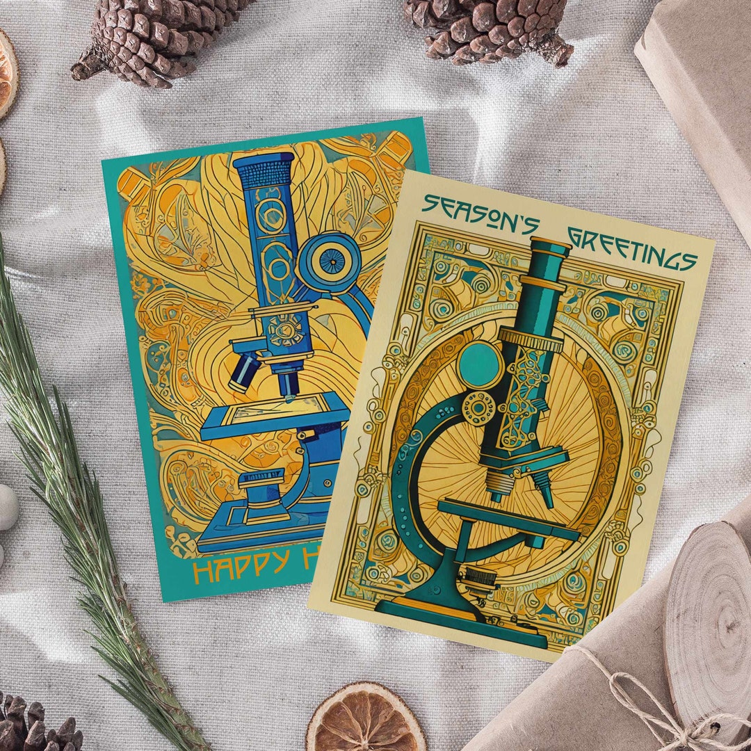 24 Art Nouveau Scientific Microscopes Christmas Cards + Envelopes 60407 ...