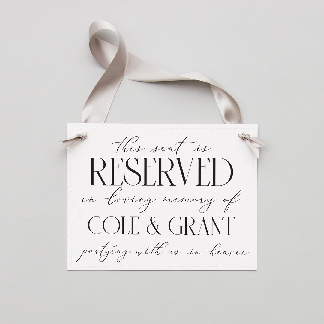 Custom Memorial Seat Reservation Sign for Weddings & Events – Choose ...