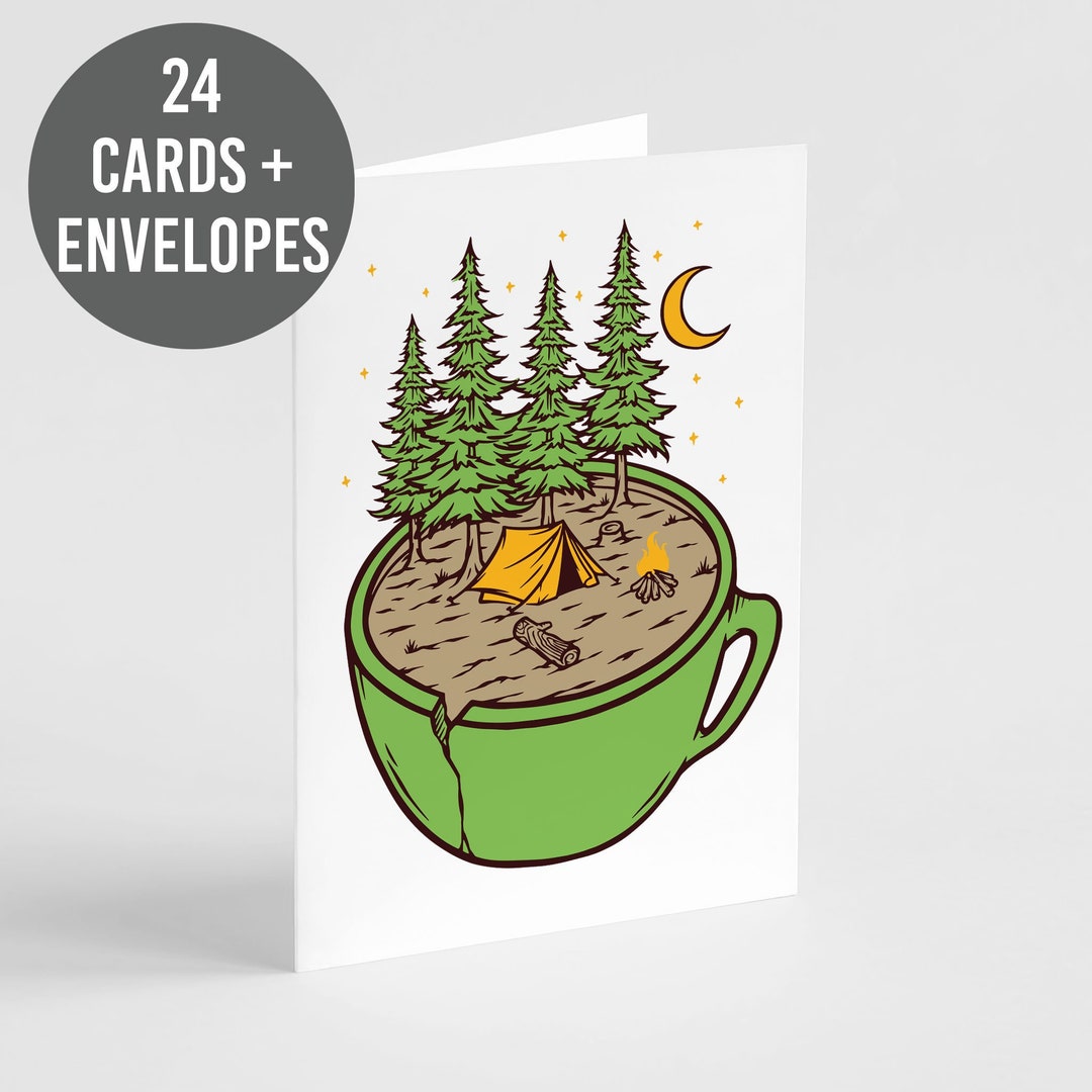 24-pack Camping Adventure Greeting Cards - Outdoors Nature Notecards ...