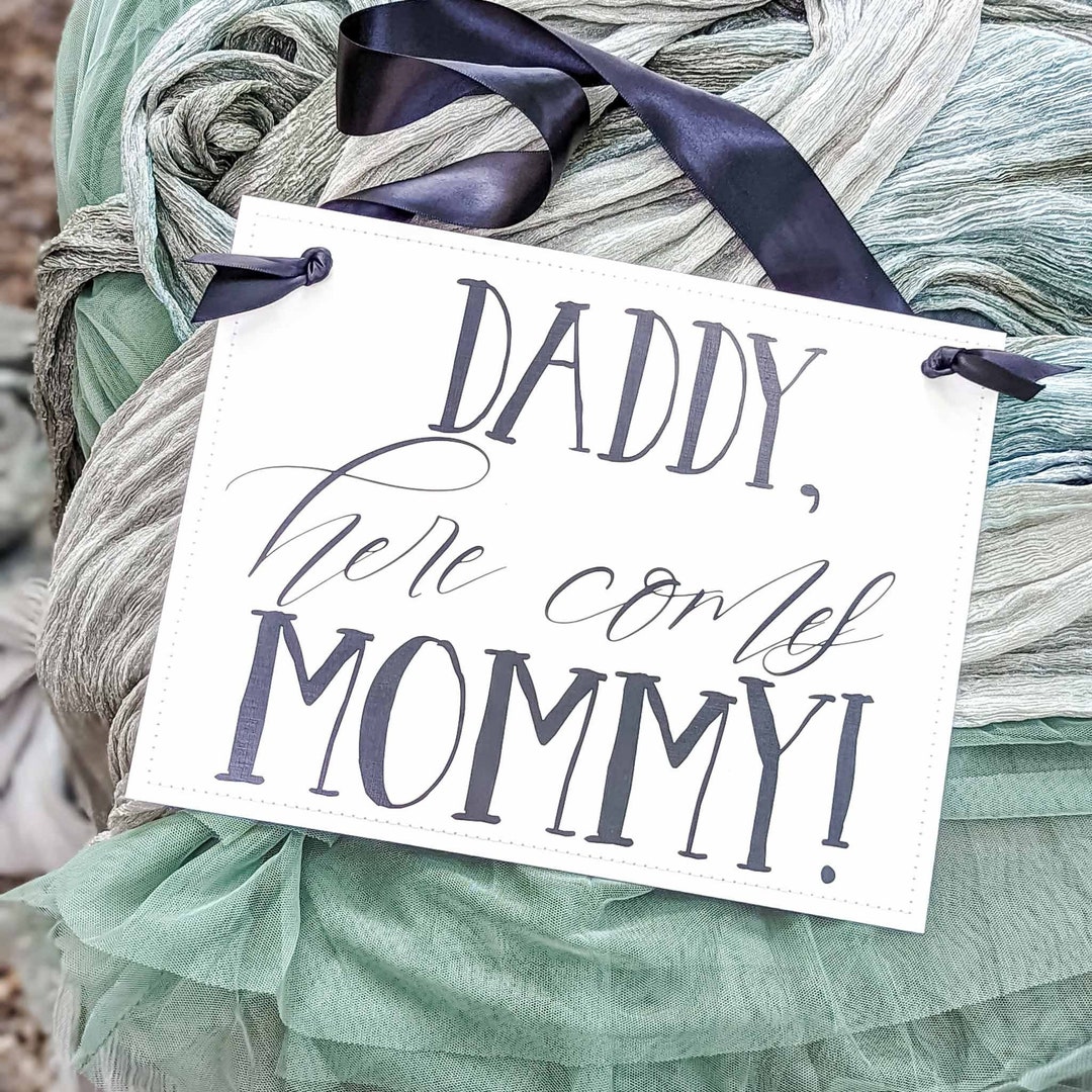 Ring Bearer Sign Daddy Here Comes Mommy Wedding Banner for Son or ...