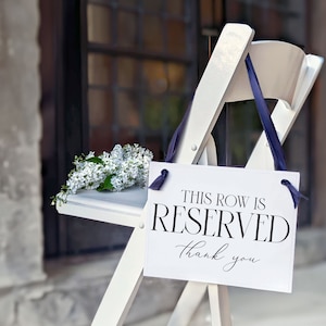 2 Reserved Signs for Wedding Chairs or Church Pews "this Row is ...
