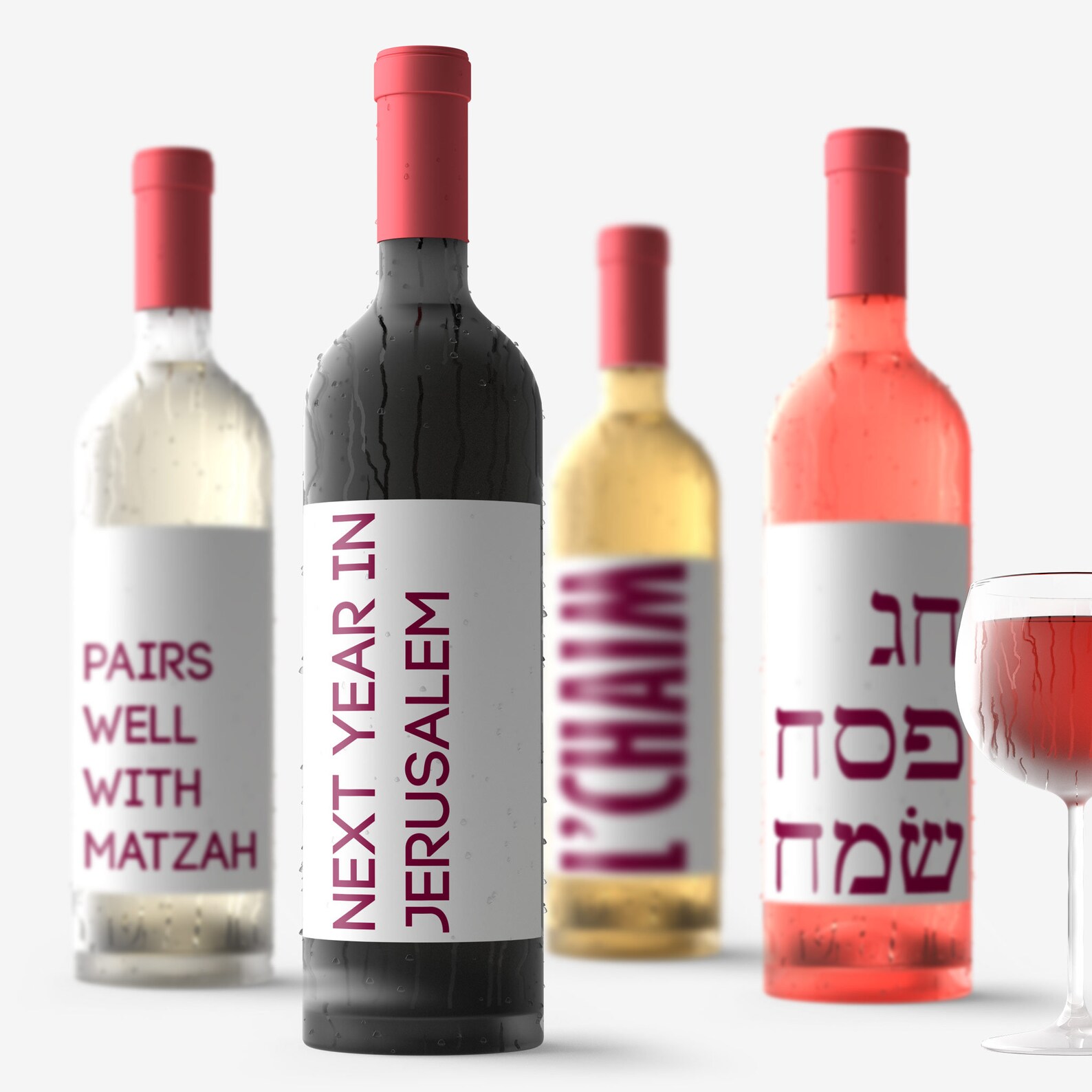 4 Passover Wine Bottle Labels | Pesach Seder Dinner Passover Wine ...