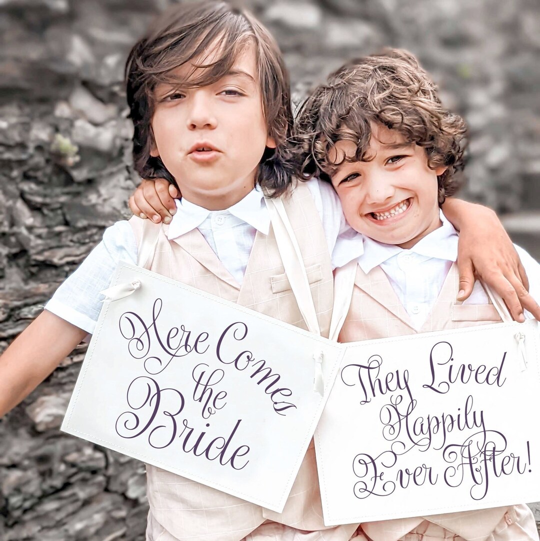 Set of 2 Ring Bearer Signs for Wedding Ceremony in Romantic Fairytale ...