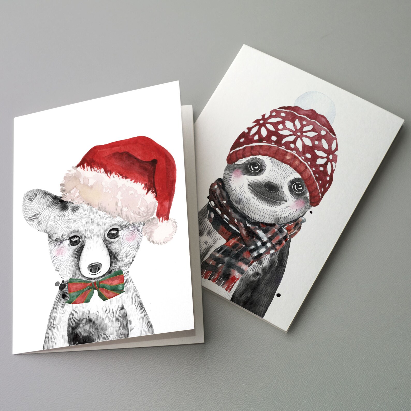 Cute Baby Animal Christmas Cards 24 Cards Envelopes for Children Winter ...
