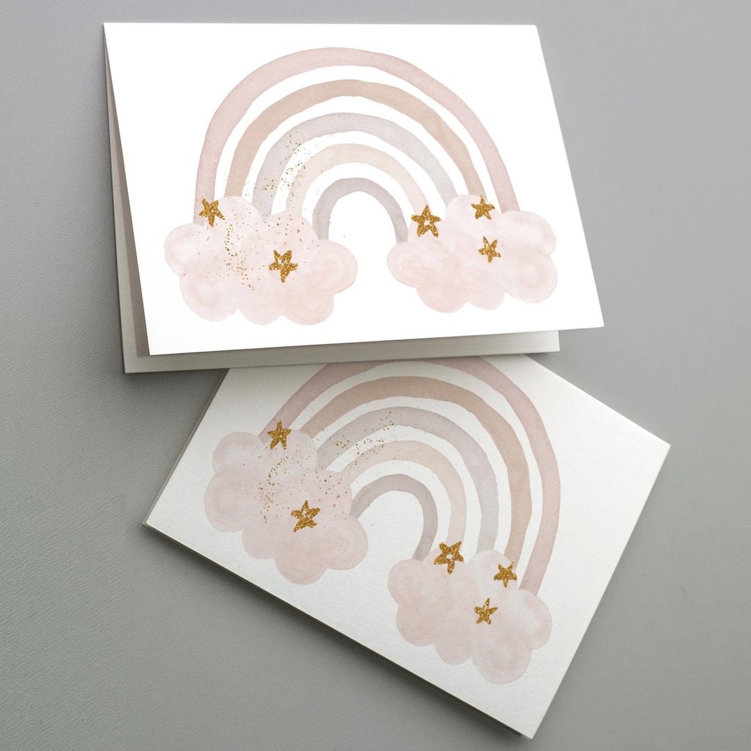 Pastel Rainbow Greeting Cards Boxed Set - 24 Blank Notecards With ...