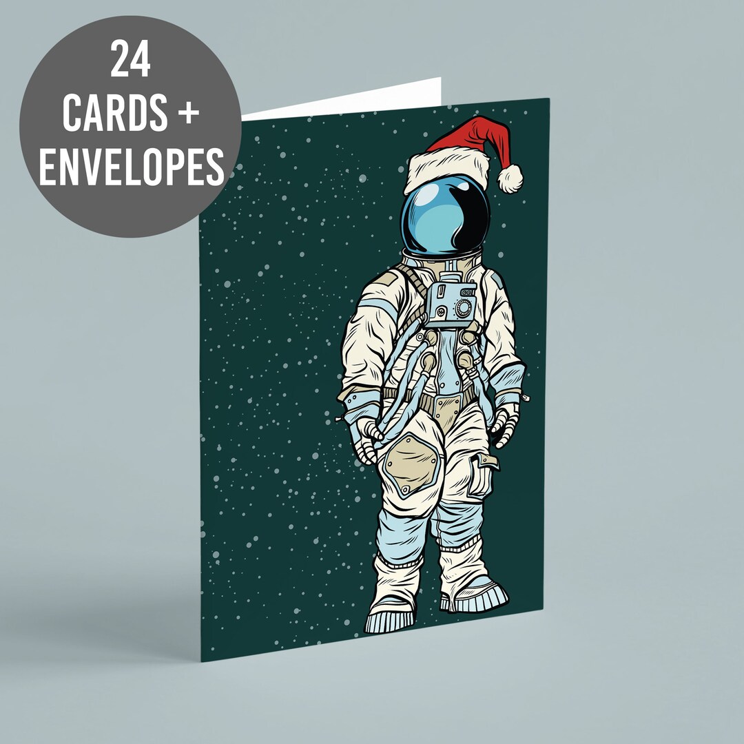 Astronaut Christmas Cards 24 Pack of Holiday Stationery With Envelopes ...